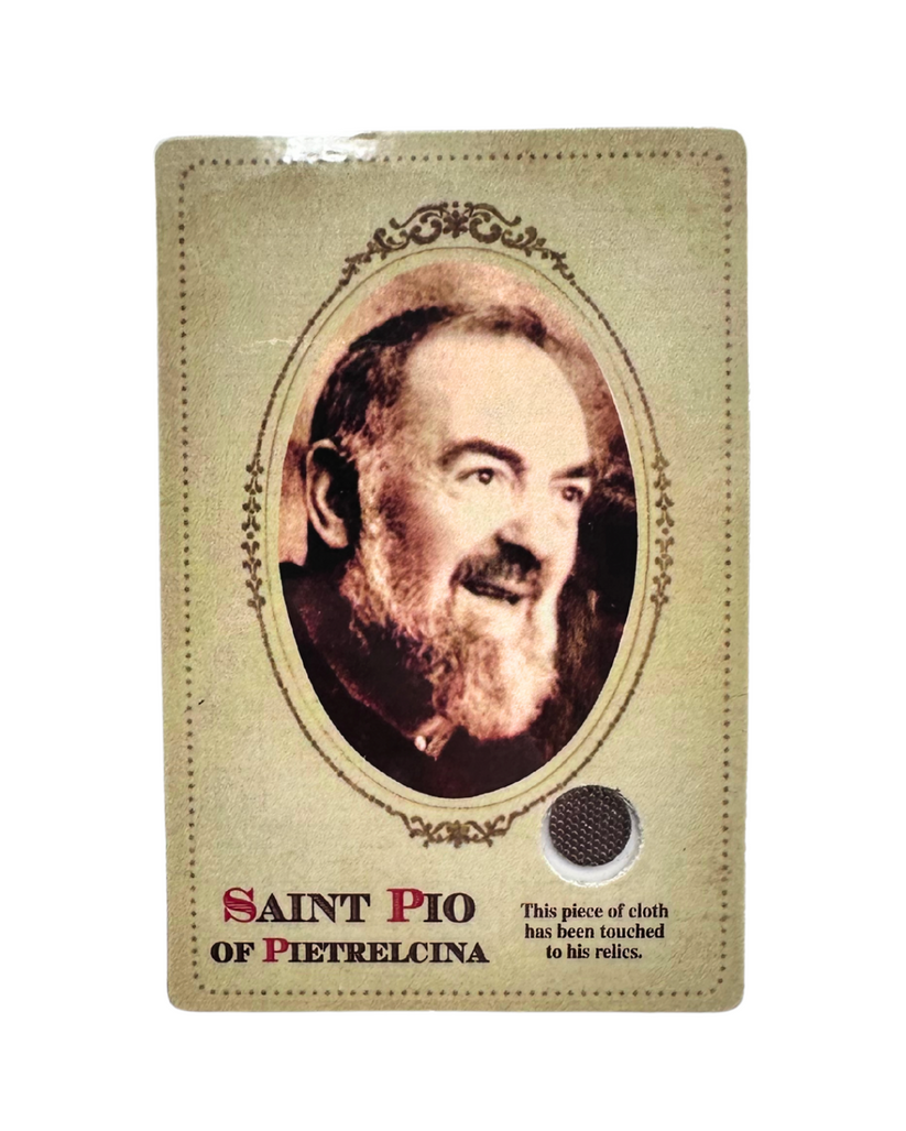 Padre Pio Third-Class Relic Prayer Card – Stella Maris Readings